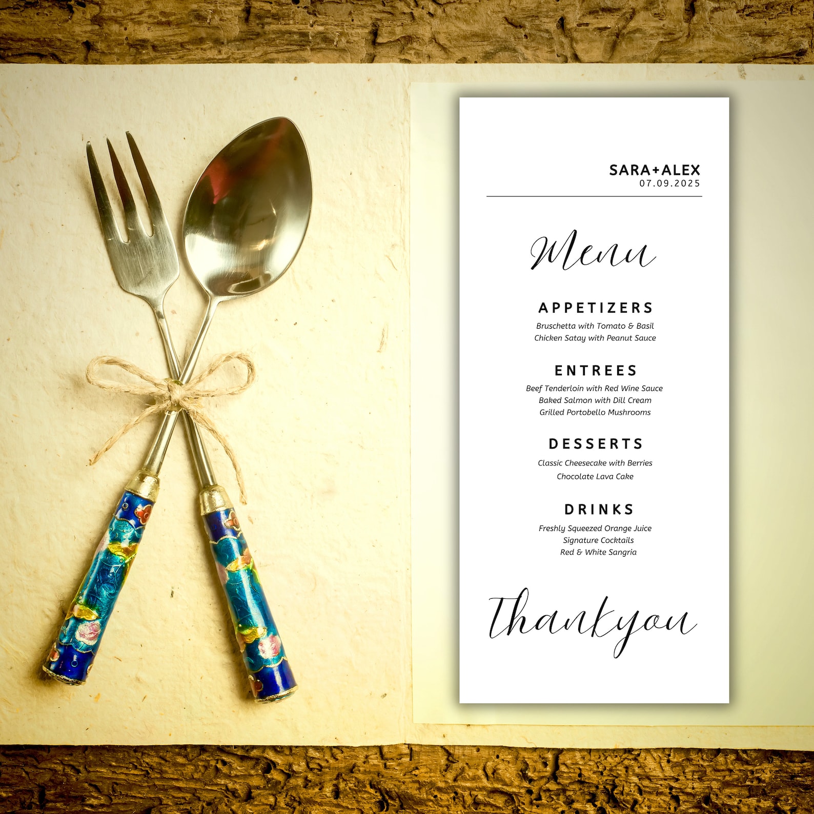 Editable Modern Menu Card Handwritten Style. Printable Wedding Menus ...