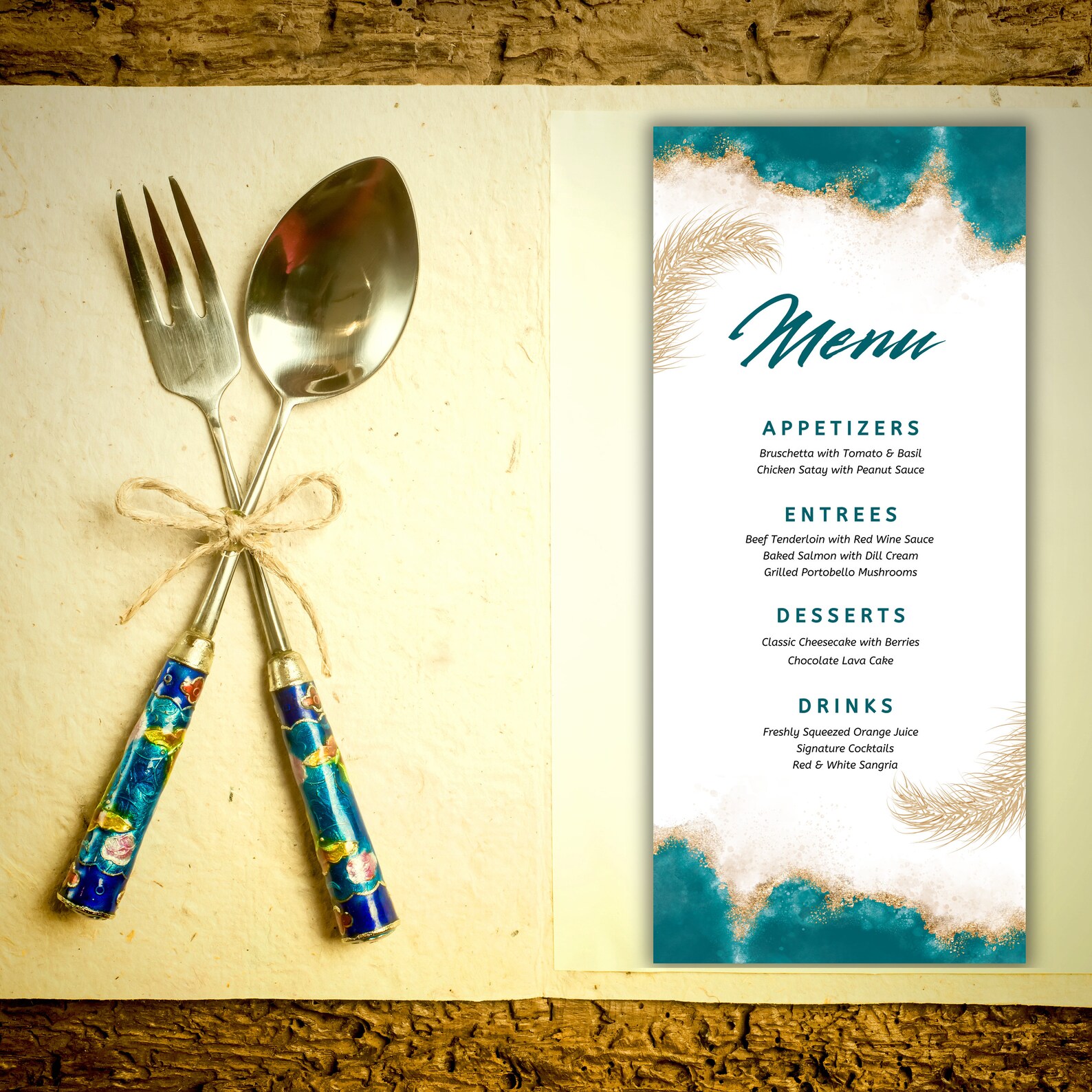 Editable Emerald Green & Gold Menu Card, Elegant Menu Template ...