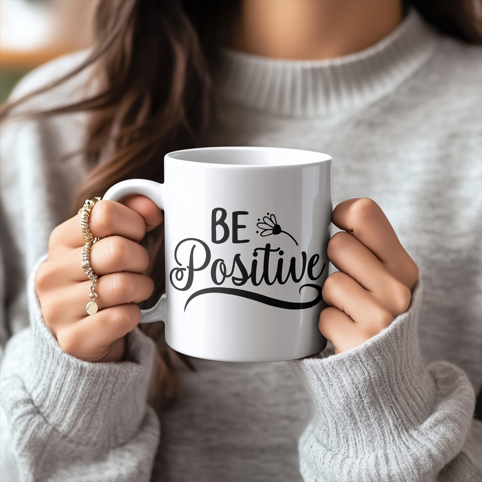 Be Positive Mug; Motivational Coffee Cup; Inspirational Quote Drinkware ...