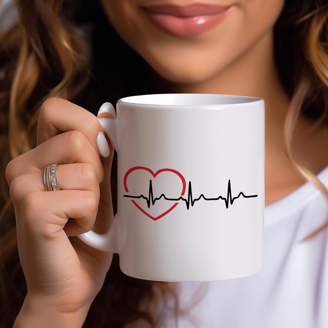 Heartbeat EKG Heart Mug; Healthcare Coffee Cup; Medical Gift for Nurses ...