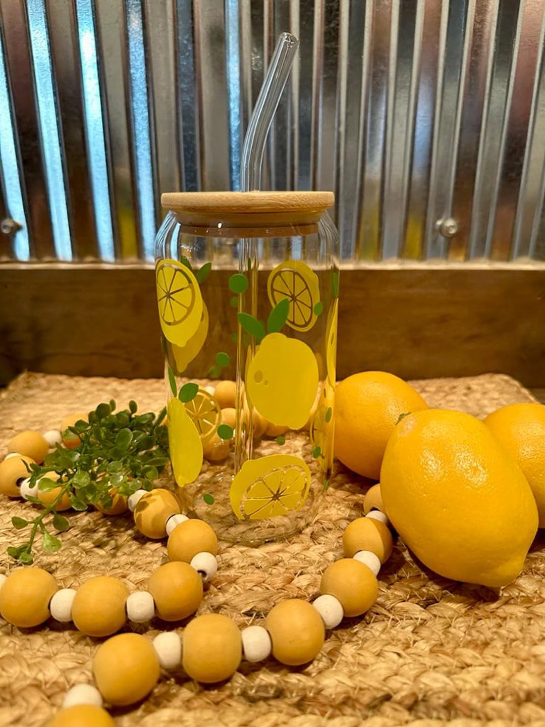 Lemon Glass Cup, Lemon Iced Coffee Cup, Lemonade Glass Cup, Soda Can ...