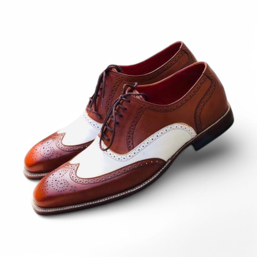 Handmade Wingtip Brogue Shoes for Men – Genuine Leather Dress Shoes ...