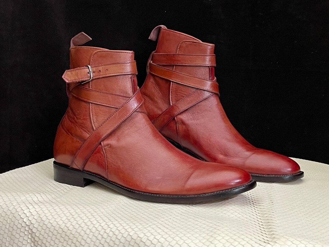 Handmade Red Jodhpurs Boots for Men – Premium Cowhide Leather Ankle ...
