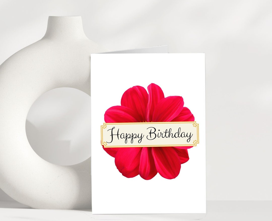 Printable Flower Birthday Card, Digital Download, Happy Birthday ...