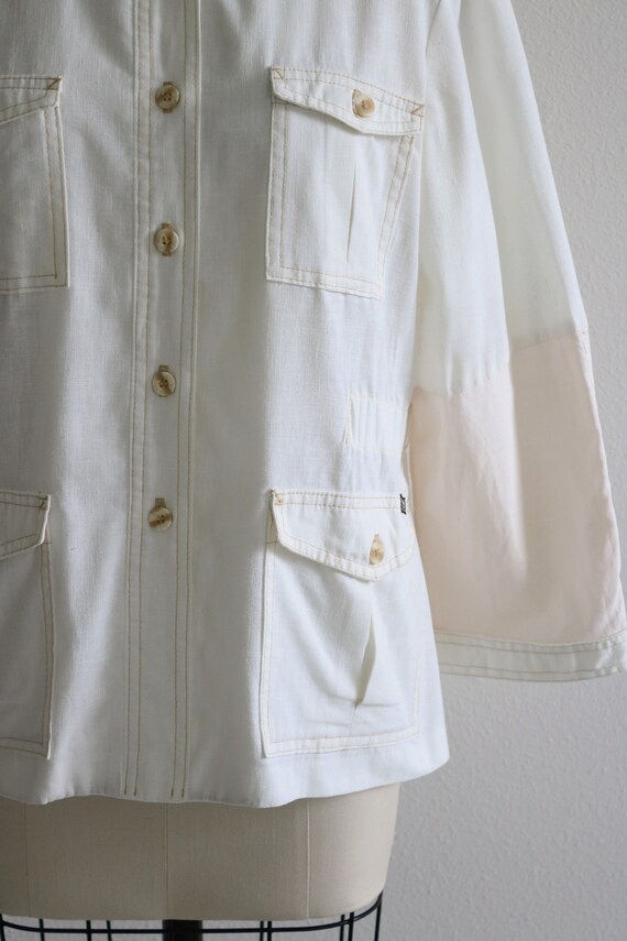 White Chore Utility Jacket Work Jacket Cotton Safari … - Gem
