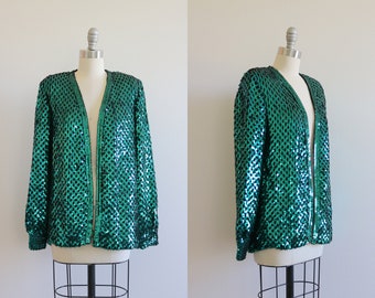 Green Sequin Jacket Army Coat With Pockets Long Sleeve - Etsy
