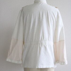 White Chore Utility Jacket Work Jacket Cotton Safari Jacket Long Sleeve ...