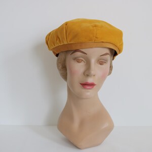 Vintage Mustard Yellow Velvet 1960s Beret Tami Hat Vintage Hat Women's ...