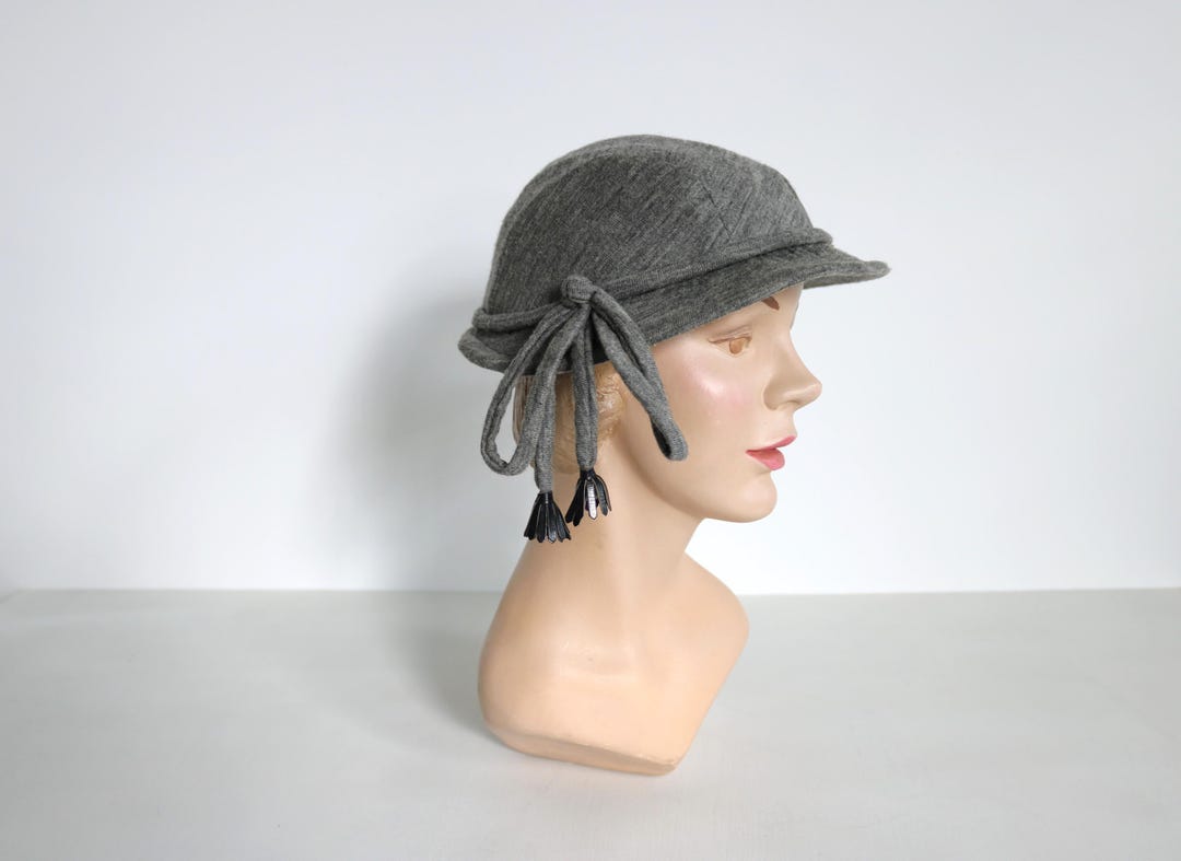 Vintage 1940s Grey Knit Jersey Hat Beret Hat Vintage Hat Women's Hat ...