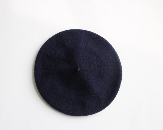 Vintage Navy Blue Wool Beret Tami Hat Vintage Hat Beret Basque 100% ...