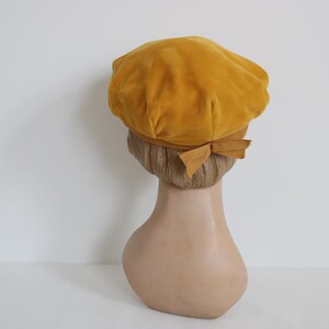 Vintage Mustard Yellow Velvet 1960s Beret Tami Hat Vintage Hat Women's ...