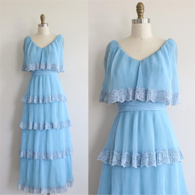 70s Vintage Chiffon Dress - Etsy