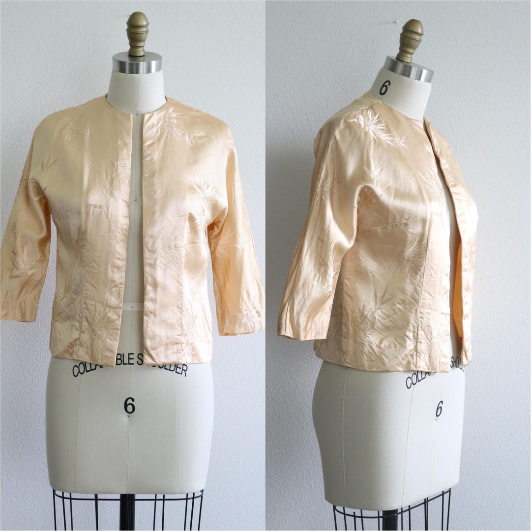 Vintage Evening Formal Jacket Gold Satin Cropped for a Wedding Bridal ...