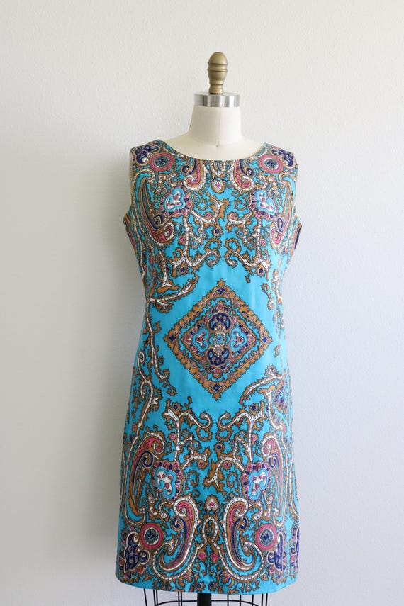 1960s Mod Dress Cotton Sheath Shift Sleeveless Dress … - Gem