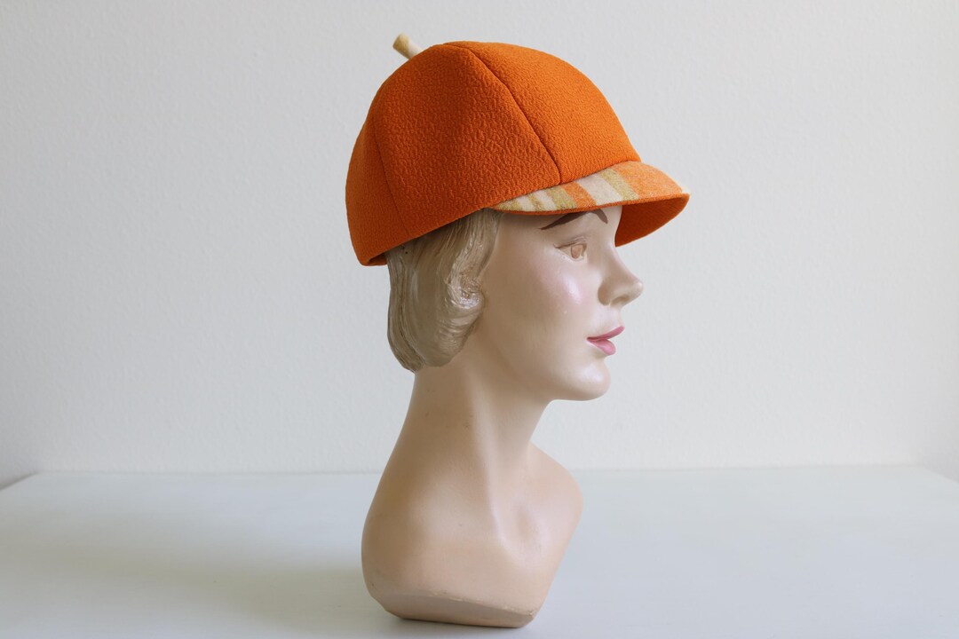 Vintage 1960s Mod Jockey Helmut Hat Cap Super Twiggy Go Go Hat Yagi ...