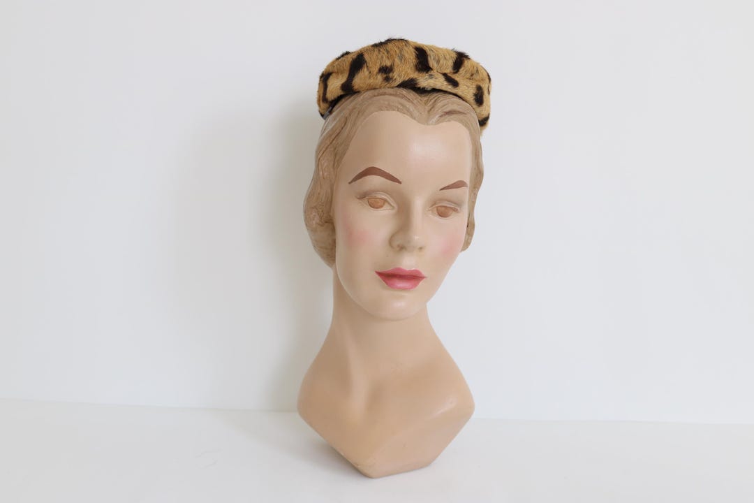 Vintage Leopard Print 1950s Pillbox Beret Fascinator Hat Vintage Hat ...