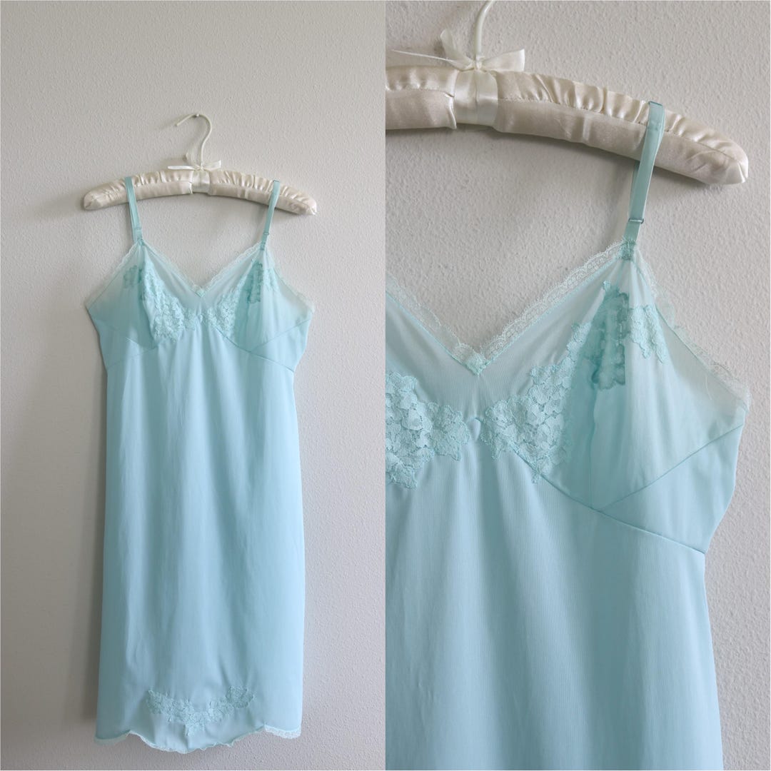 Vintage Blue Slip Colored Slip Full Slip Nightgown Lingerie Bridal - Etsy