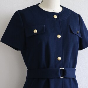 Navy Blue Dress Gold Buttons Nautical Sheath Shift Shirtdress Short ...