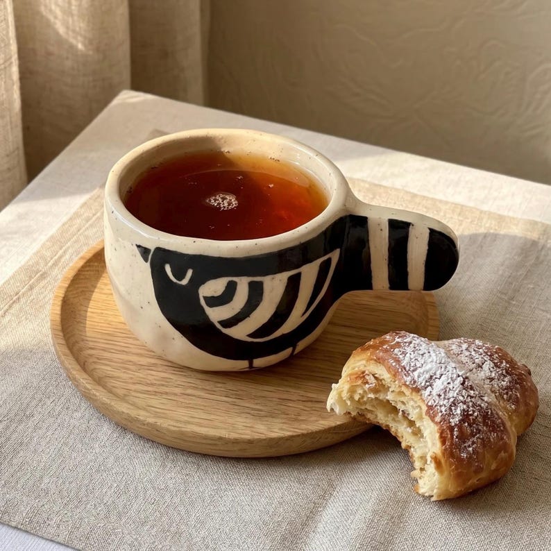 Handmade Ceramic Bird Mug, Hand-painted Coffee Cup, Stoneware Mug - Etsy