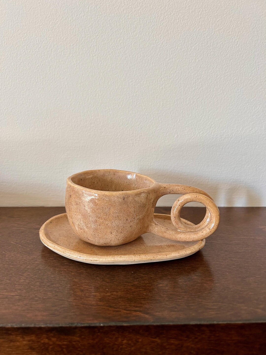 Artisan Pottery Cappuccino Cup & Saucer | Handmade Ceramic Tea Set ...