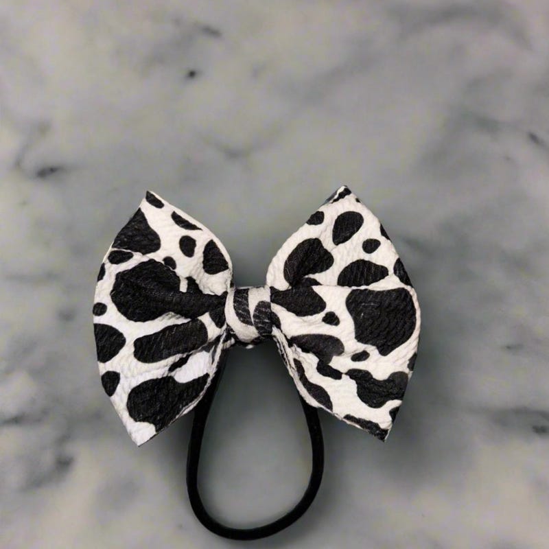 Cow Print Hair Bow - Etsy