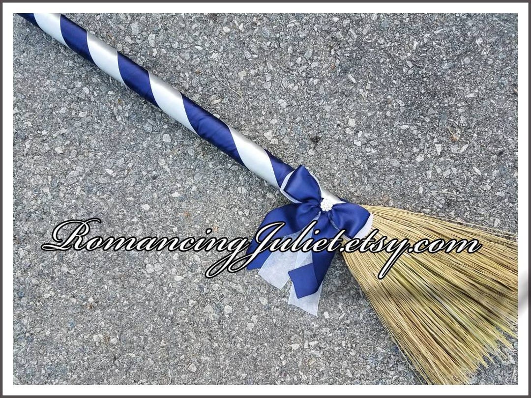 Classic Jump Broom Made With Rhinestone Accent ..shown in Navy Blue ...