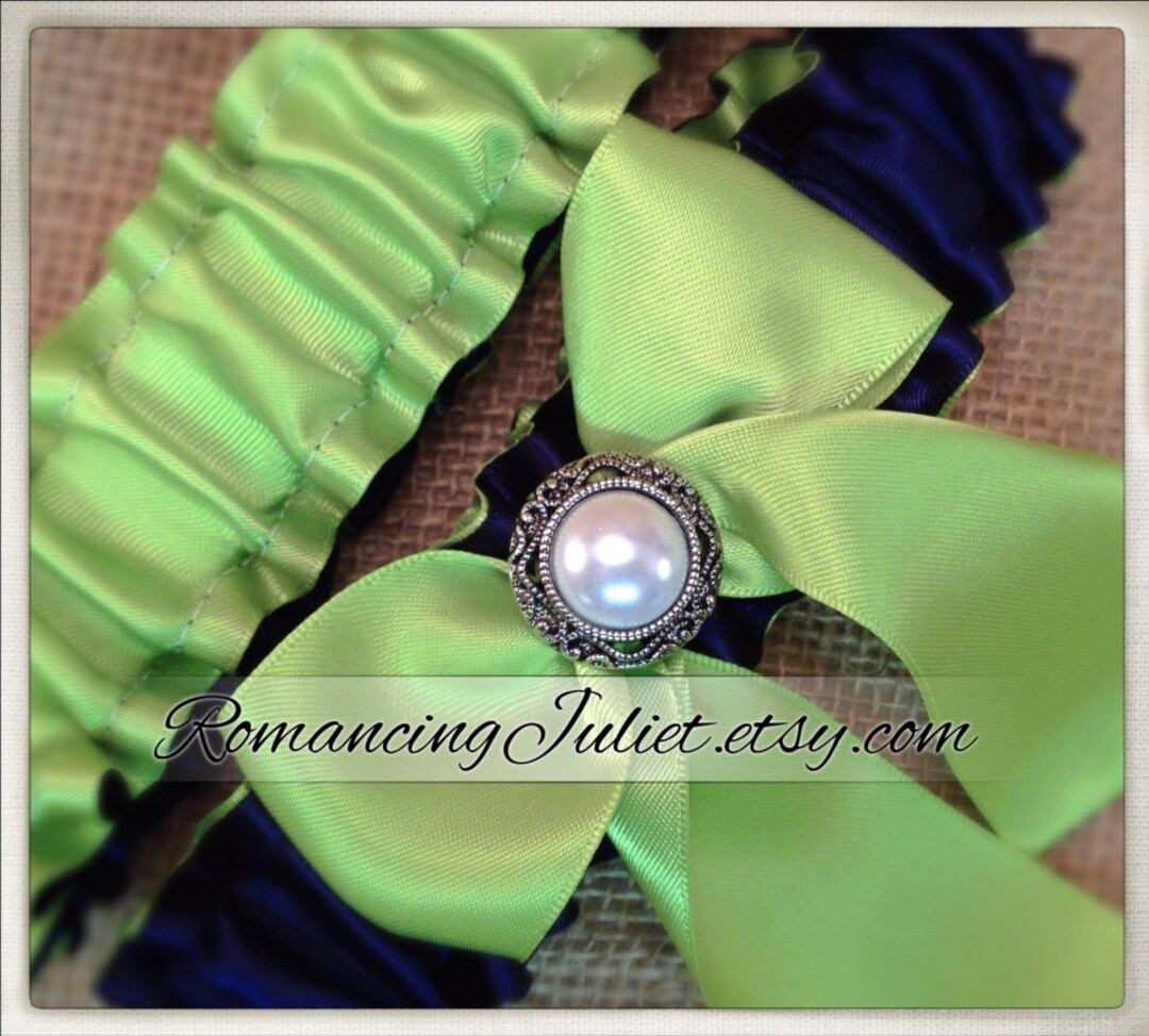 Simple Satin Deluxe Dual Color Bridal Garter Set With Delicate Pearl ...