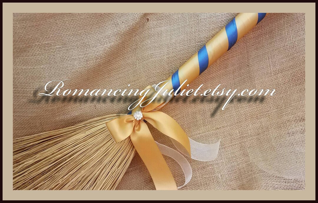 Classic Jump Broom With Rhinestone Accent ..shown in Gold/royal Blue - Etsy