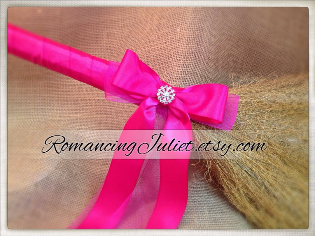 Classic Jump Broom With Rhinestone Accent ..shown in ALL Dark Fuschia ...