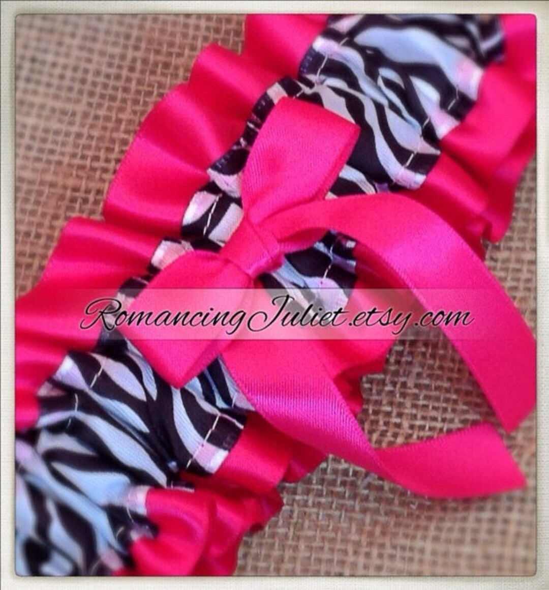 The Classic Chic Zebra Garter..you Choose the Accent Colors..shown in ...