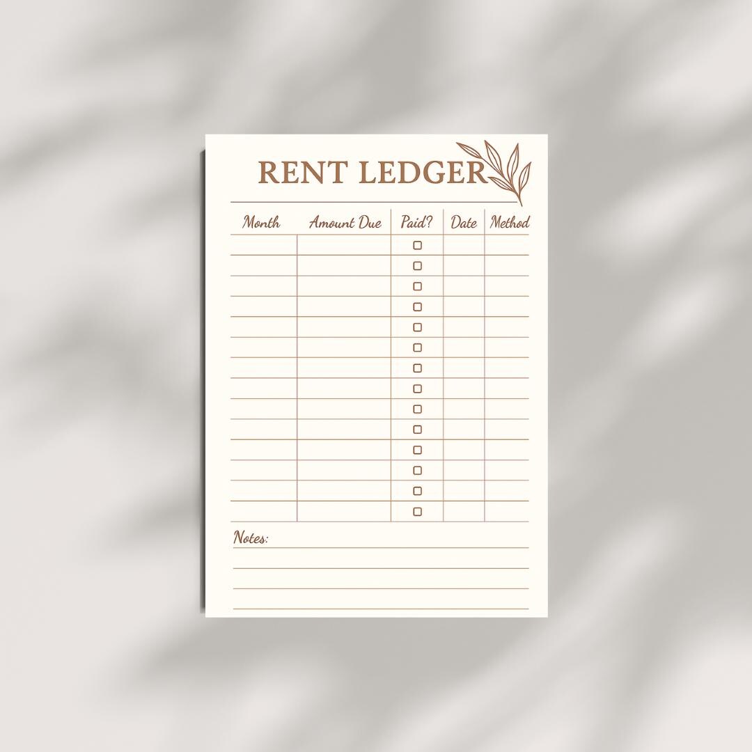 Rent Ledger Printable | Tenant Payment Tracker | Rental Payment Log ...