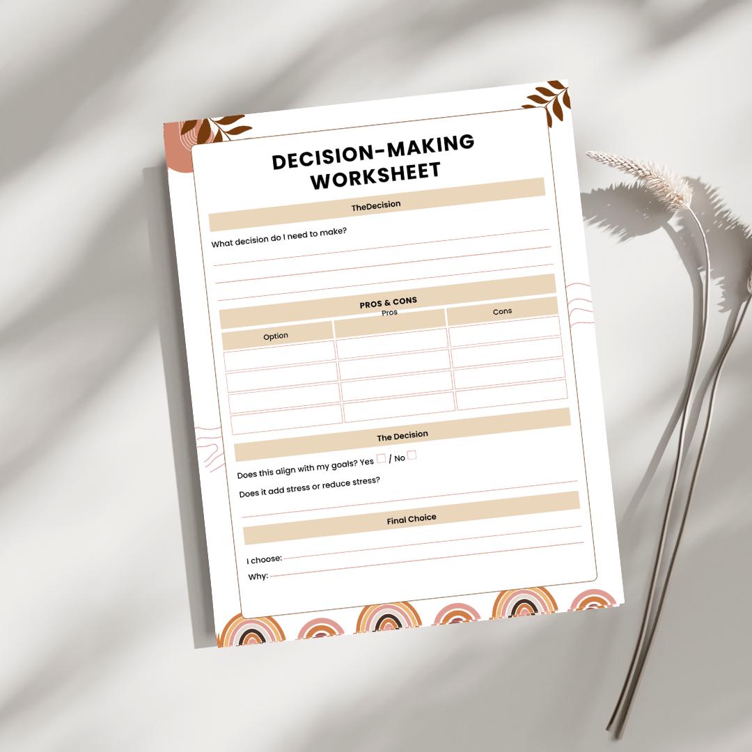 ADHD Decision Making Worksheet - Etsy
