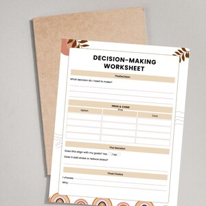 ADHD Decision Making Worksheet - Etsy