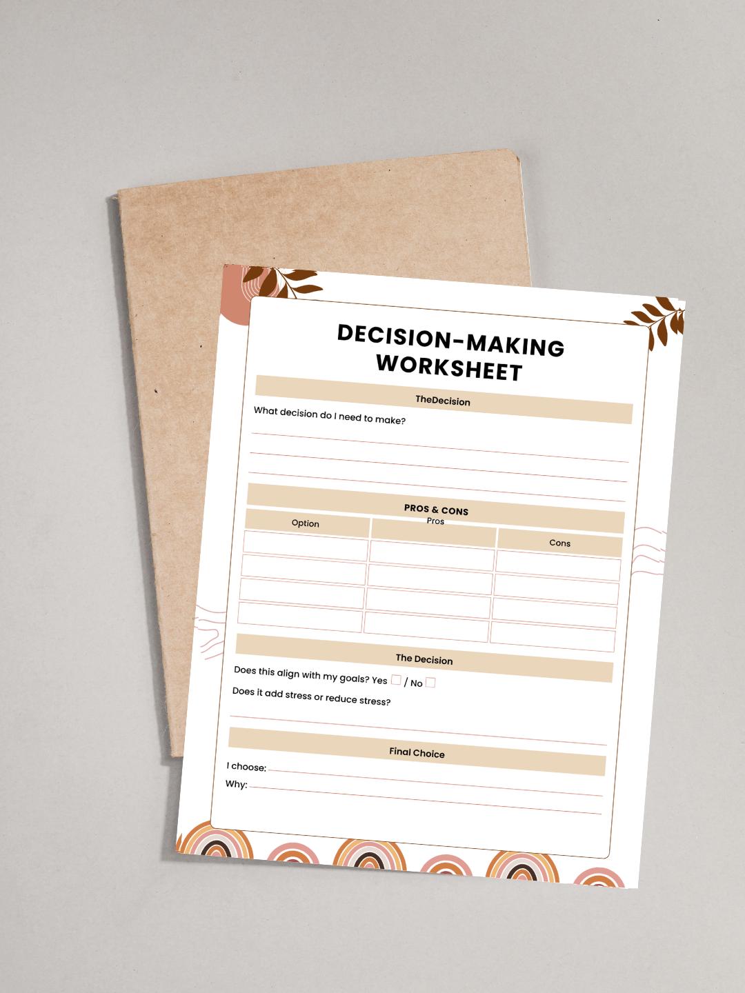 ADHD Decision Making Worksheet - Etsy
