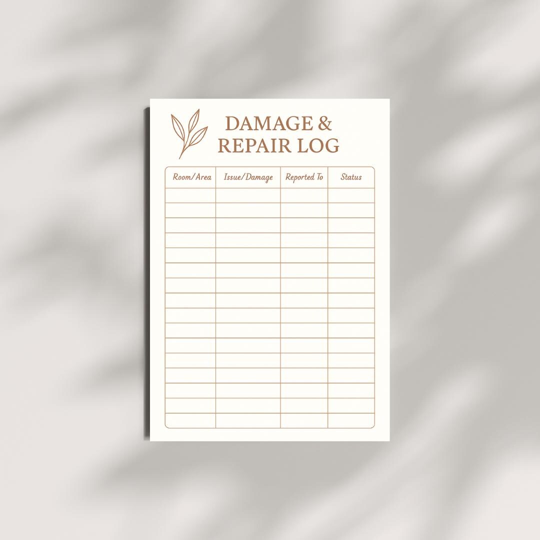 Rental Damage & Repair Log Printable | Tenant, Landlord Tracker (PDF ...