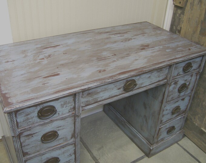 Shabby Blue Painted Desk / Console Table Chic - Etsy