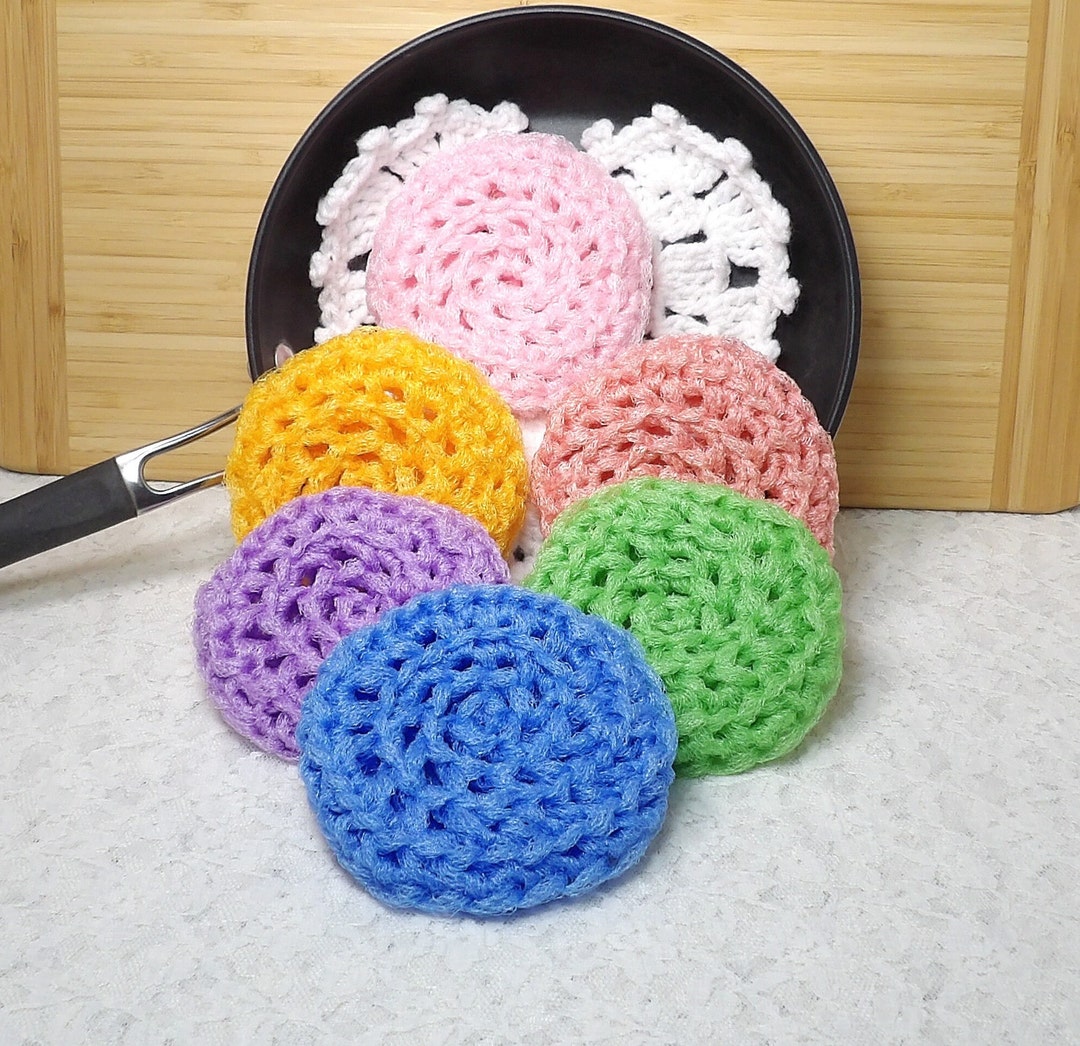 Pot Scrubbers, Scrubbies, Pink, Yellow, Purple, Blue, Scour Pad, Dishes ...