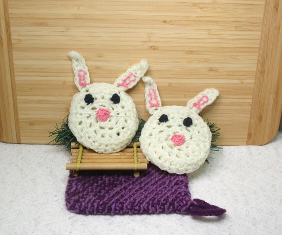 Pot Scrubbers. Bunny Scrubbie Rabbit Easter Animal Dish | Etsy