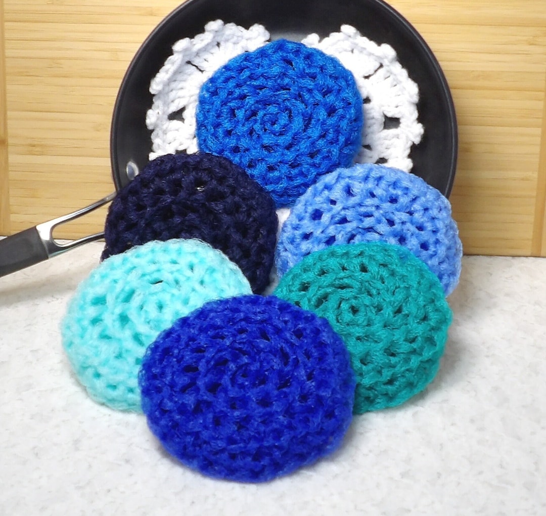 Blue Nylon Net Pot Scrubbers: Kitchen Dish Scrubber Set of 6 - Etsy