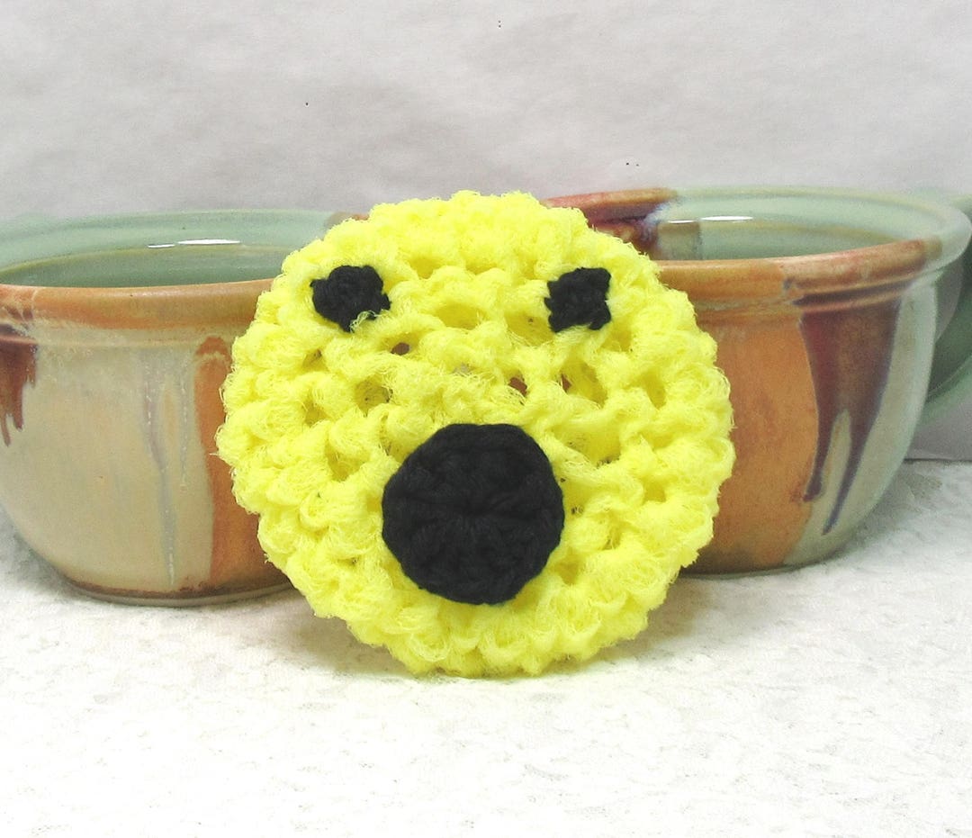 Scrubbers. Emoji, Yellow, Scour Pad, Scrubbie, Durable, Kitchen, Eco ...