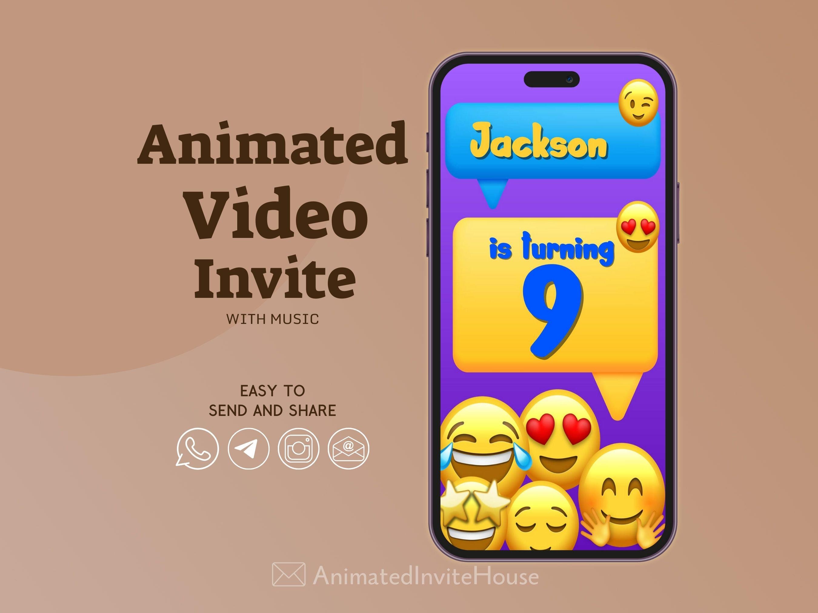 Emoji Custom Invite, Emoji Video Invitation, Emoji Party, Invitation ...