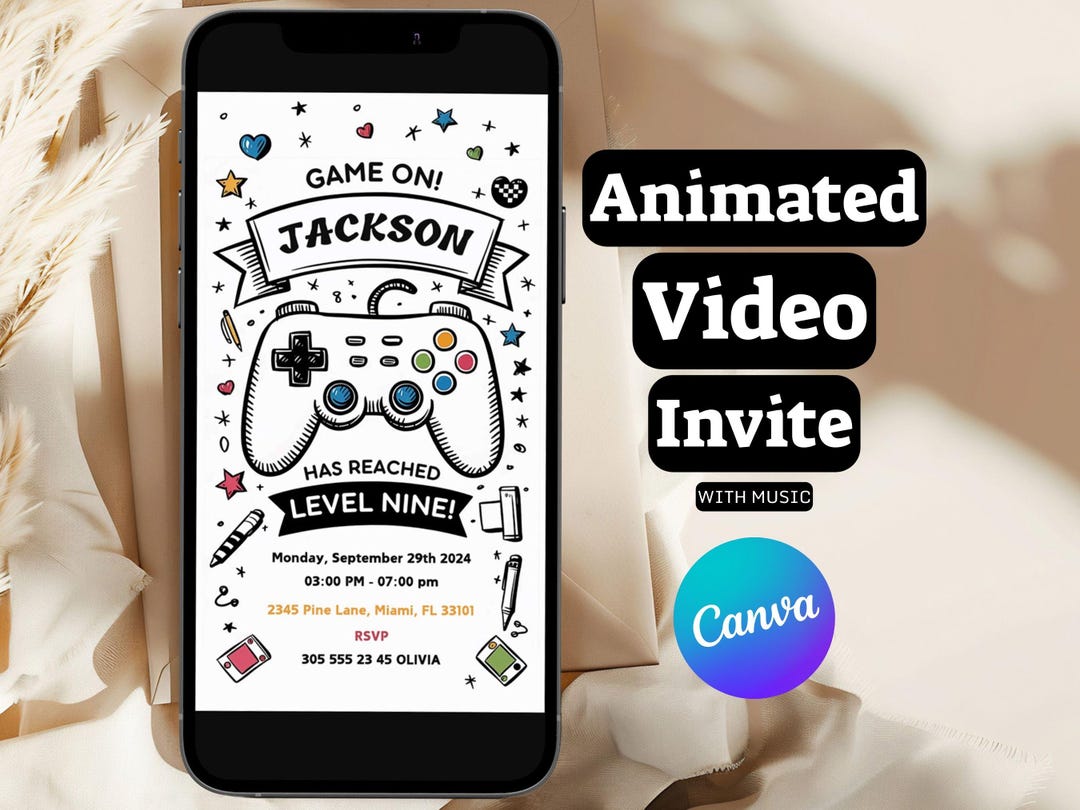 Playstation Video Invitation, Gaming Party Invitation, Video Game ...