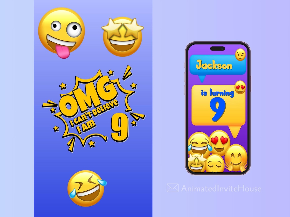 Emoji Custom Invite, Emoji Video Invitation, Emoji Party, Invitation ...
