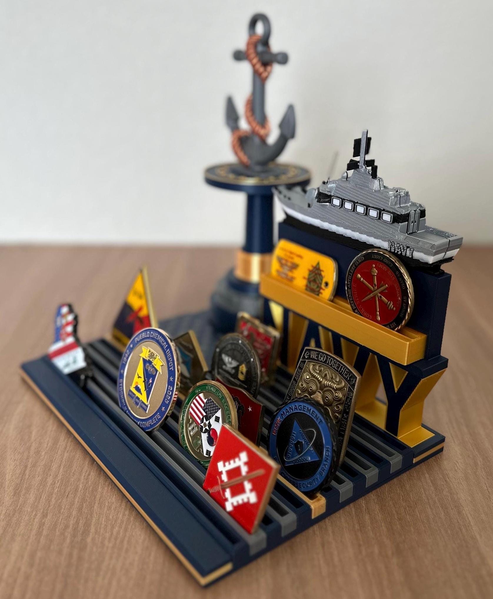 3D Printed Naval Ship Challenge Coin Display: Military Gift, Holds 35 ...