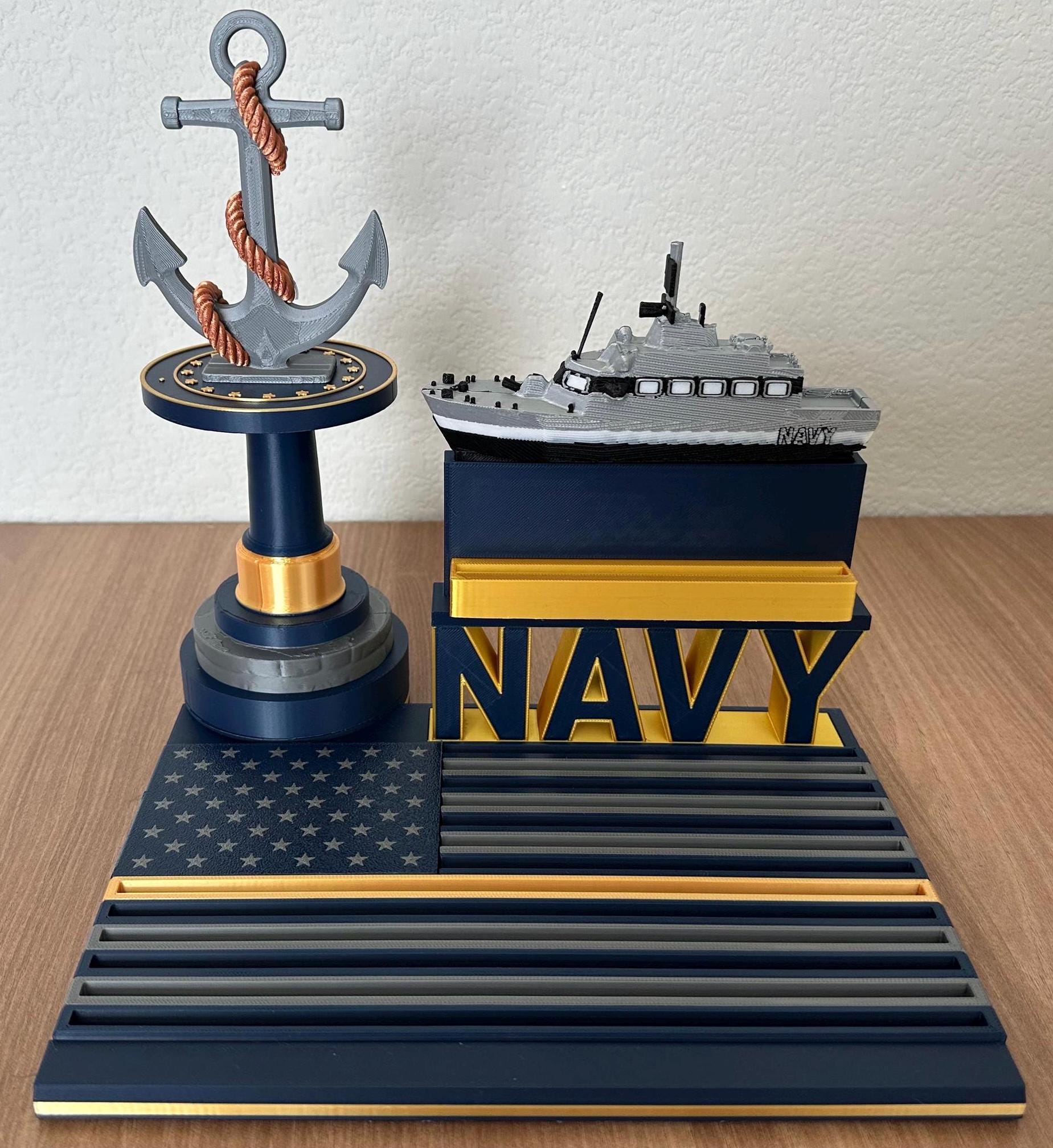 3D Printed Naval Ship Challenge Coin Display: Military Gift, Holds 35 ...