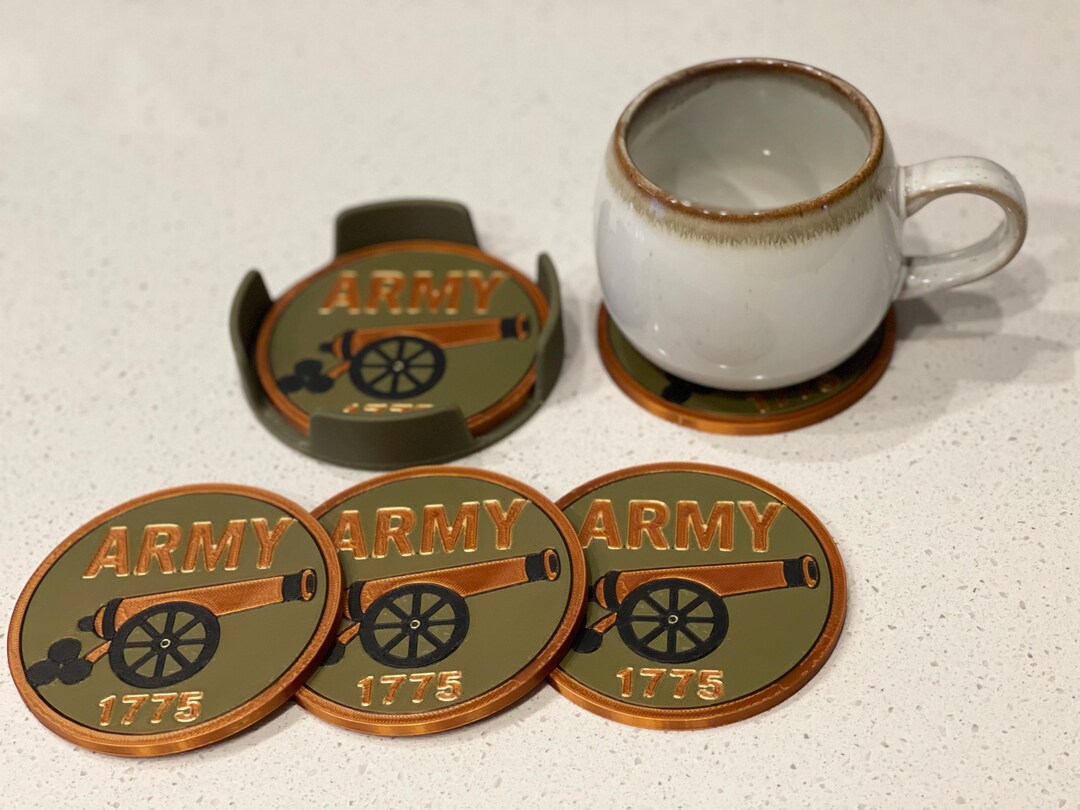 Army Coaster Set With Holder: 3D Printed Military Gift - Etsy