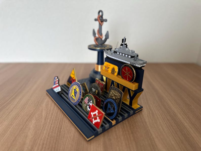 3D Printed Naval Ship Challenge Coin Display: Military Gift, Holds 35 ...