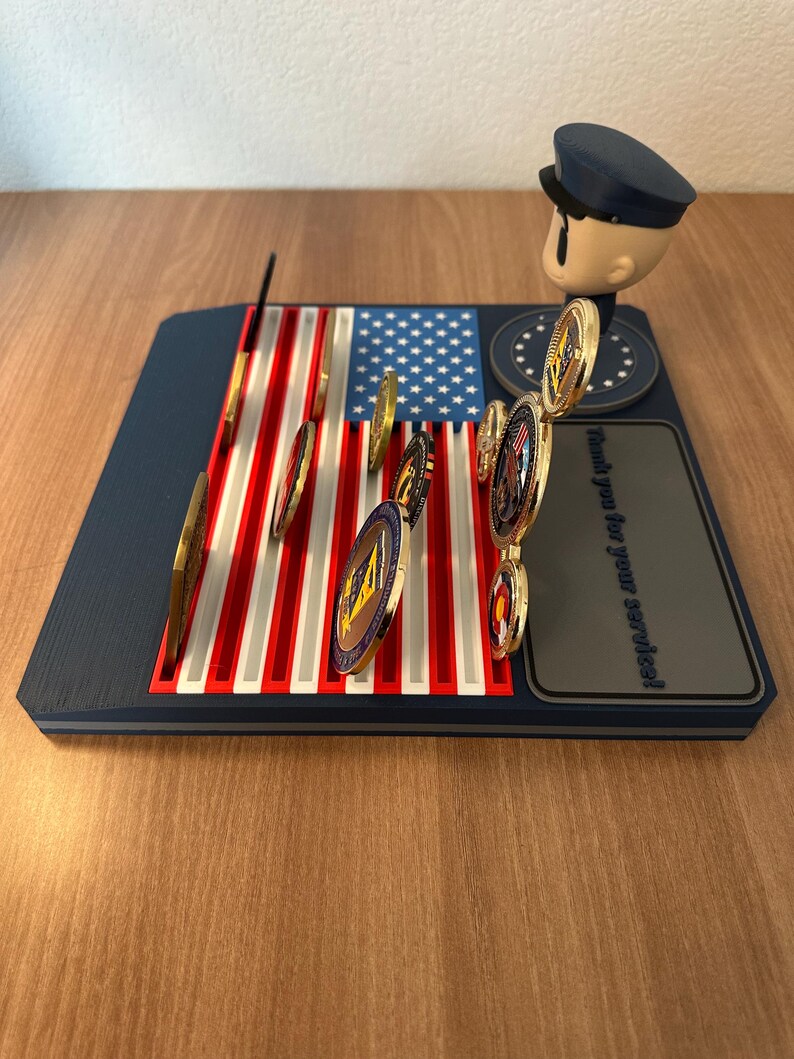 Custom American Flag Challenge Coin Holder: Veteran Retirement Gift - Etsy