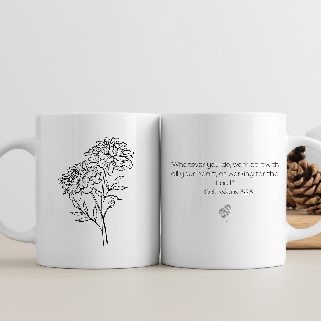 October Birth Flower Mug: Marigold, Bible Verse Christian Gift - Etsy