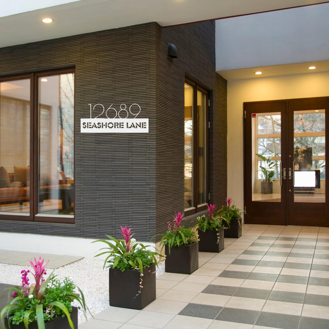 Metal Address Sign Modern Address Sign Outdoor Address Sign House ...